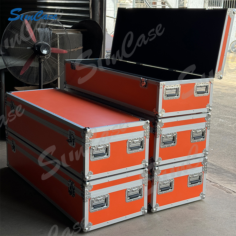 Aluminum Flight Case with Foam Customized Orange-Red Color Trunk Case